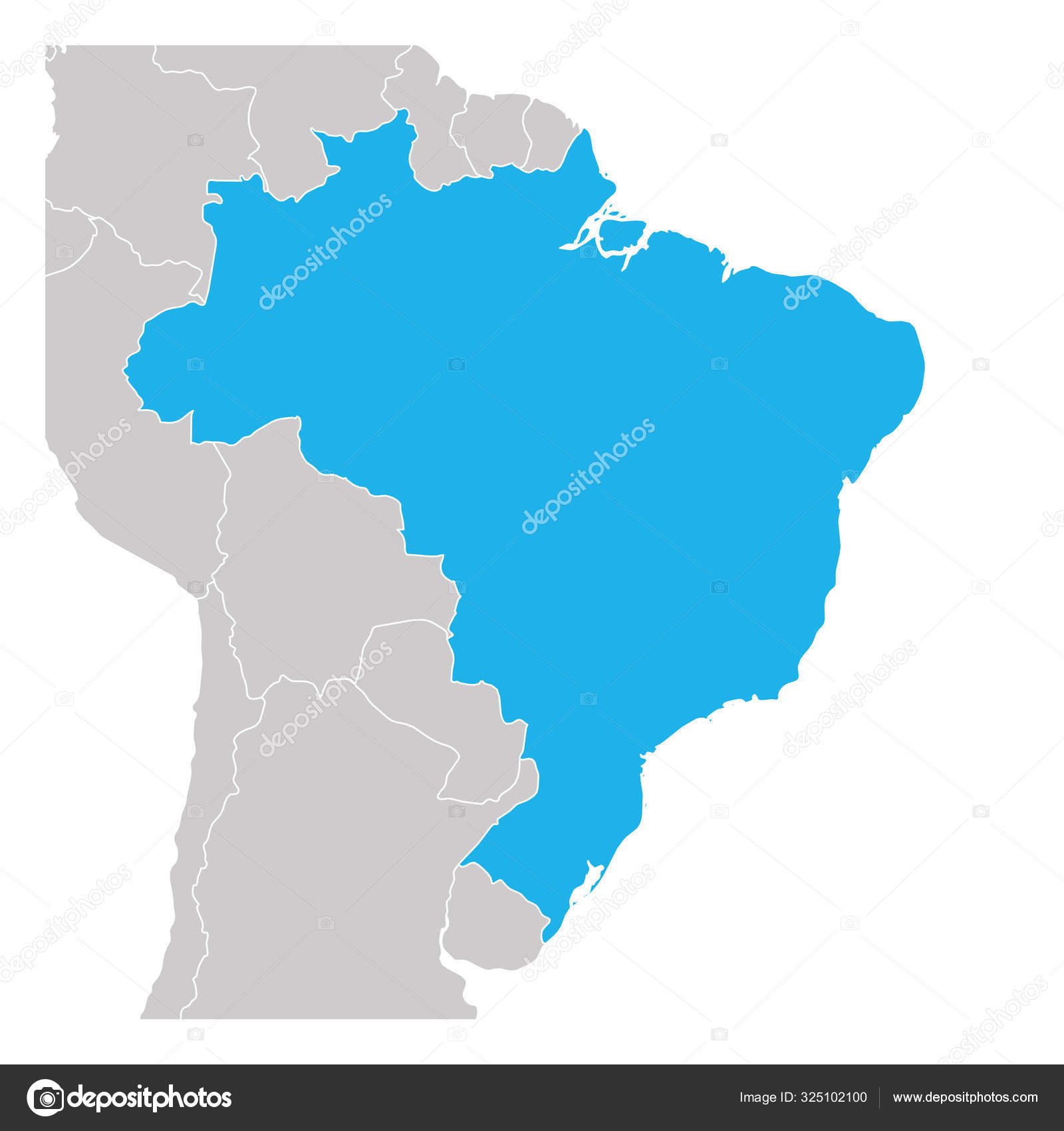 Mapa de Brasil verde resaltado con los países vecinos Vector de stock ...
