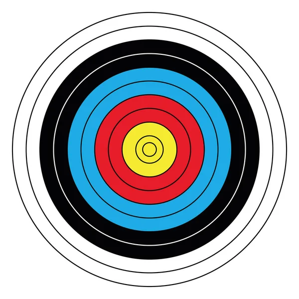 Outdoor archery target in traditional colors - yellow, red, blue, black ...