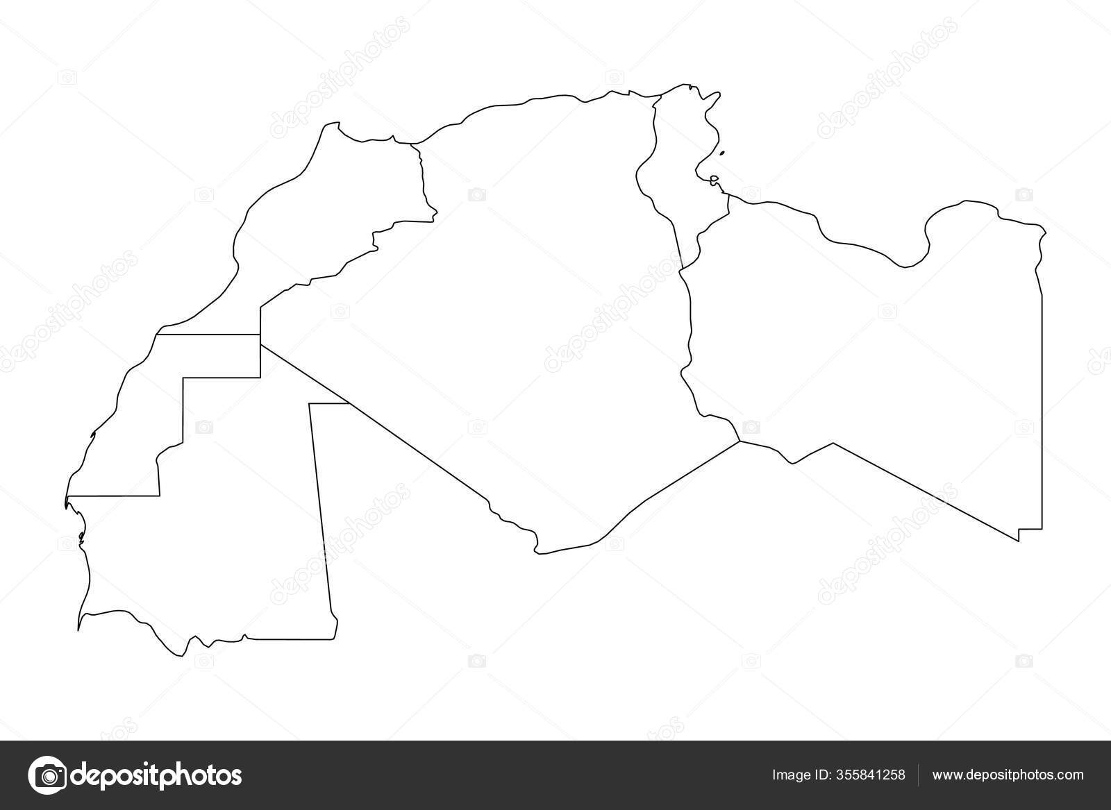 Mapa de los países del Magreb: estados del noroeste de África ...