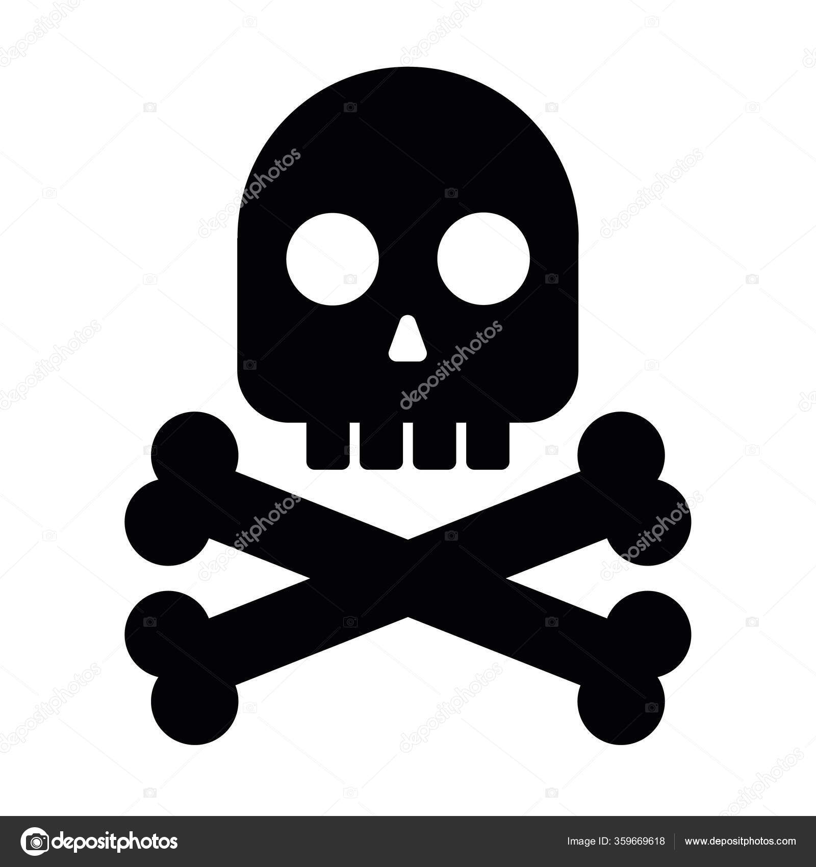 Black skull with crossed bones. Symbol of danger, death, poison, risk ...