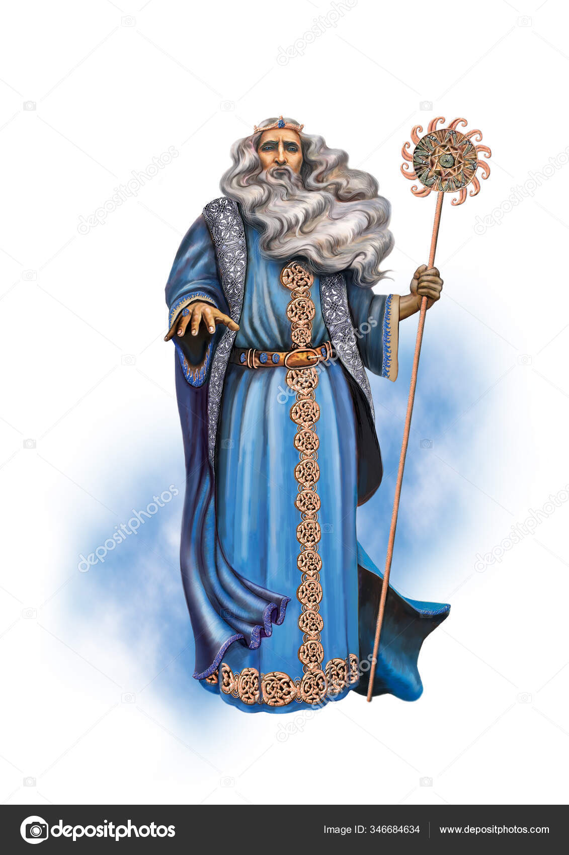 Great Slavic God Svarog Blue Clothes Staff Imperative Gesture ...