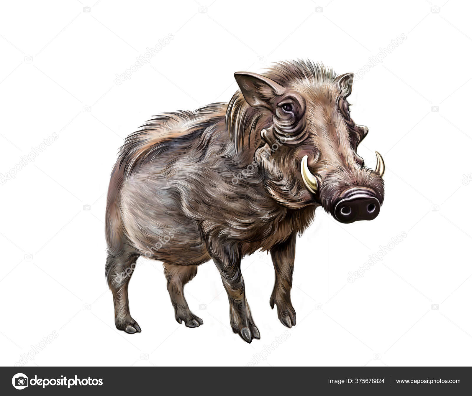 African Common Warthog Abyssinian Phacochoerus Africanus Realistic ...