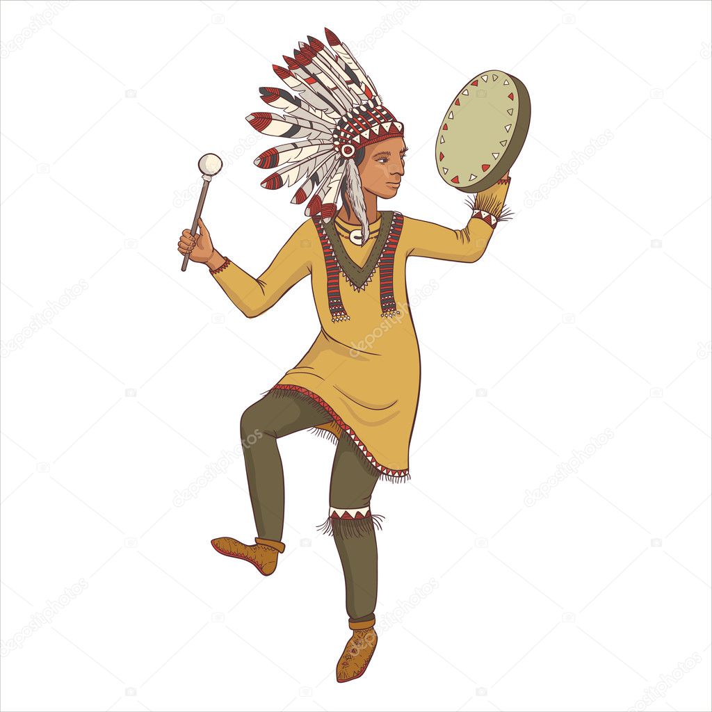 Cartoon Native American Man
