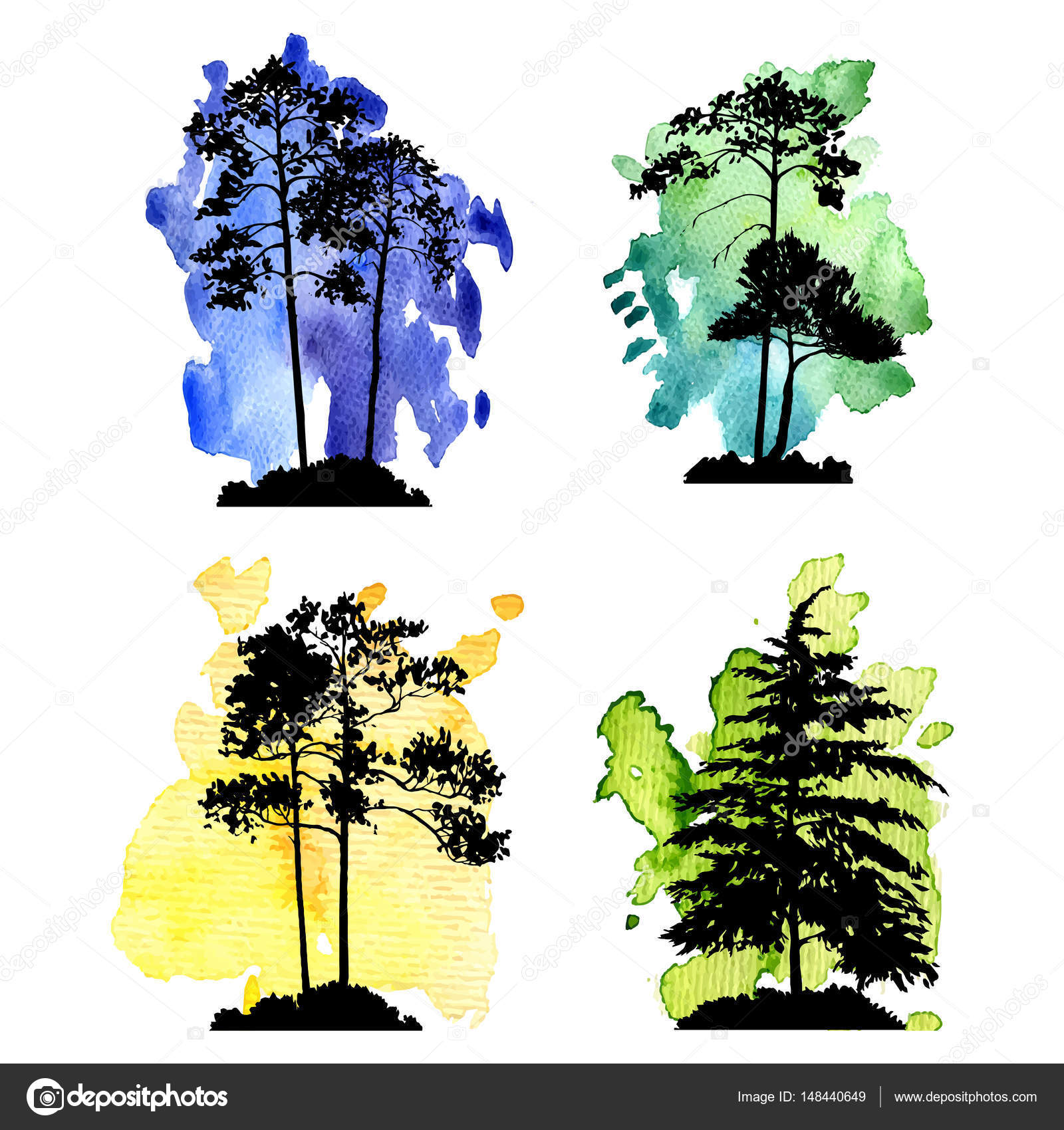 Vector set of conifer trees Stock Illustration by ©cat_arch_angel ...