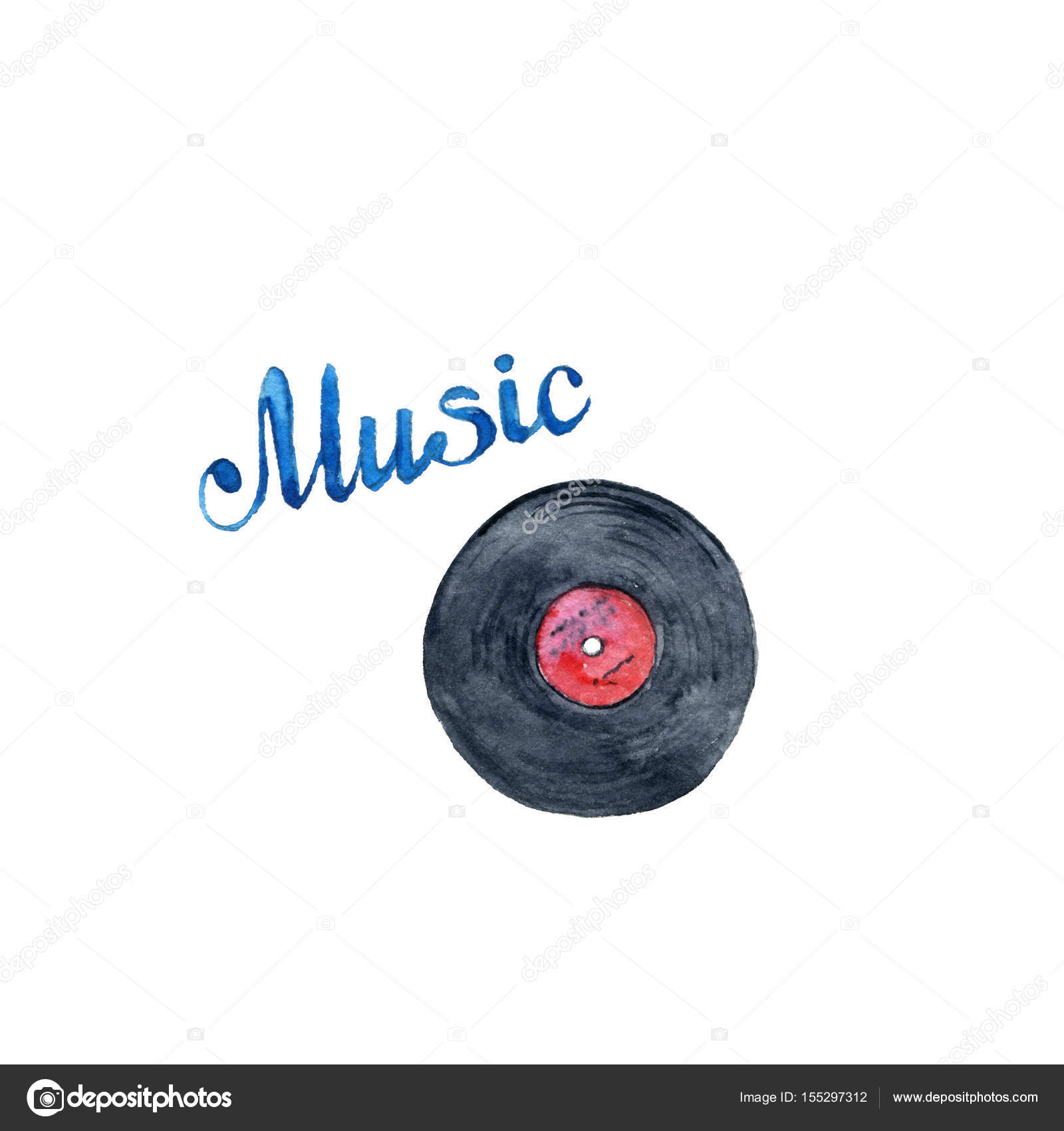 Watercolor drawing vinyl record Stock Illustration by ©cat_arch_angel ...