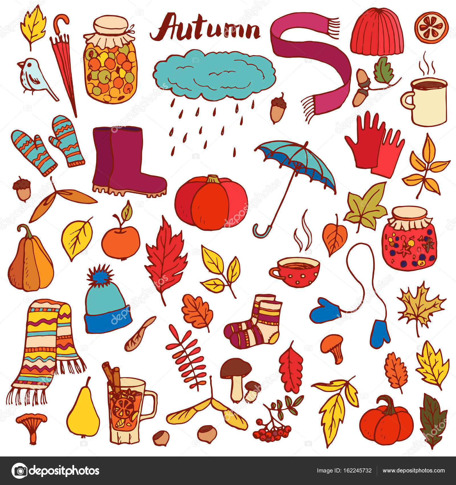 Autumn doodle set — Stock Vector © cat_arch_angel #162245732