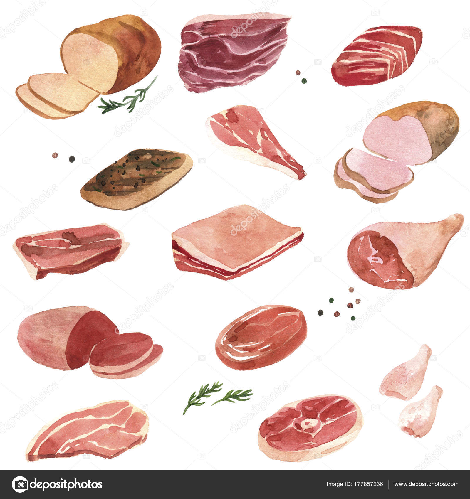 Watercolor drawing meat Stock Photo by ©cat_arch_angel 177857236