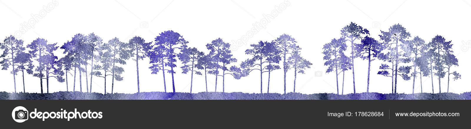 Watercolor landscape with pine trees Stock Photo by ©cat_arch_angel ...