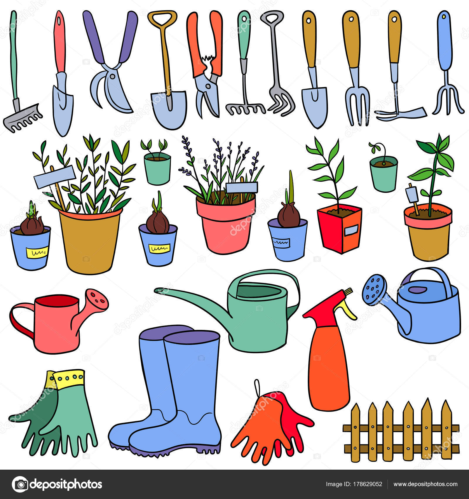 Vector garden doodle set Stock Vector Image by ©cat_arch_angel #178629052