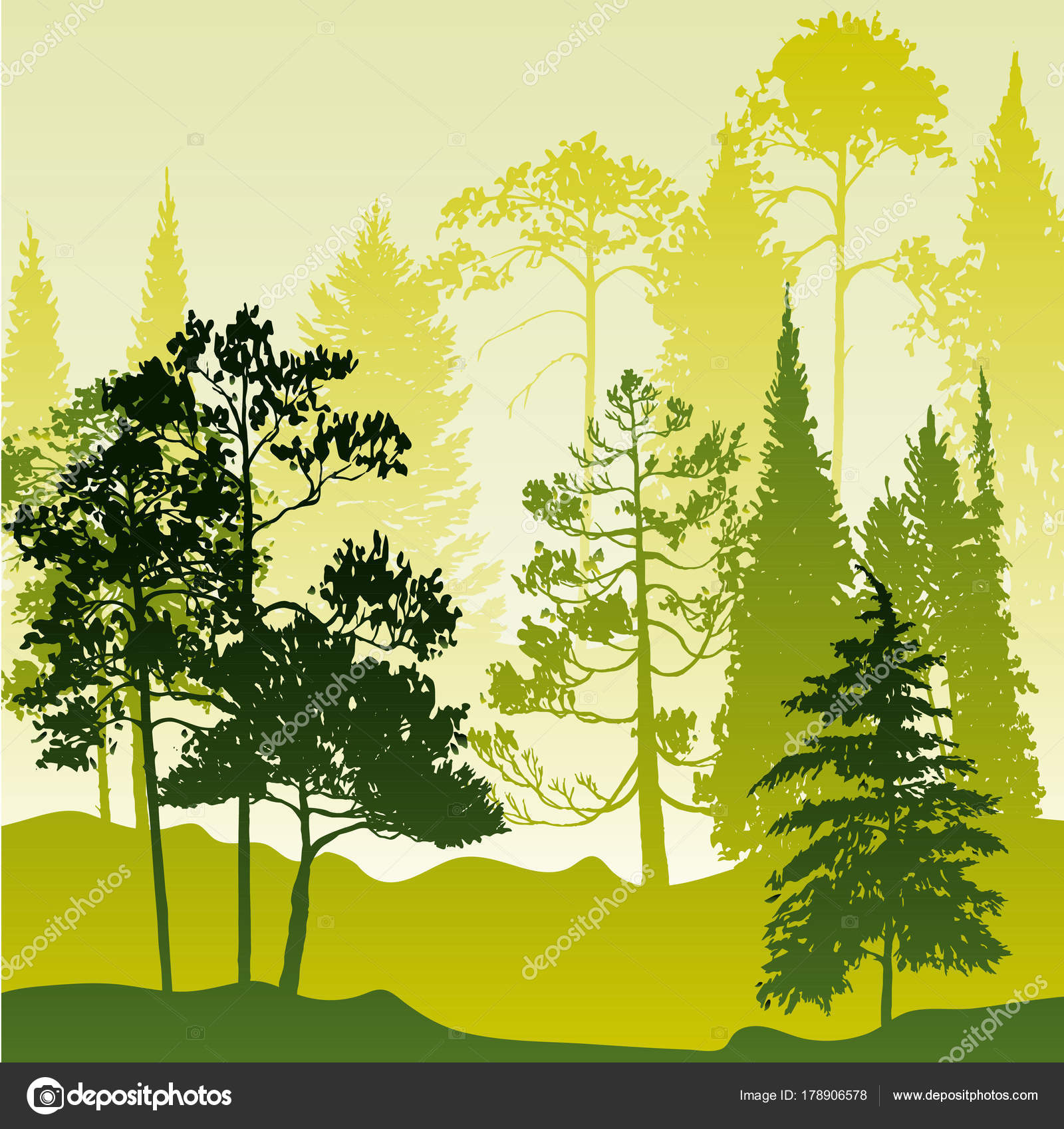 Vector landscape with pine trees Stock Vector Image by ©cat_arch_angel ...
