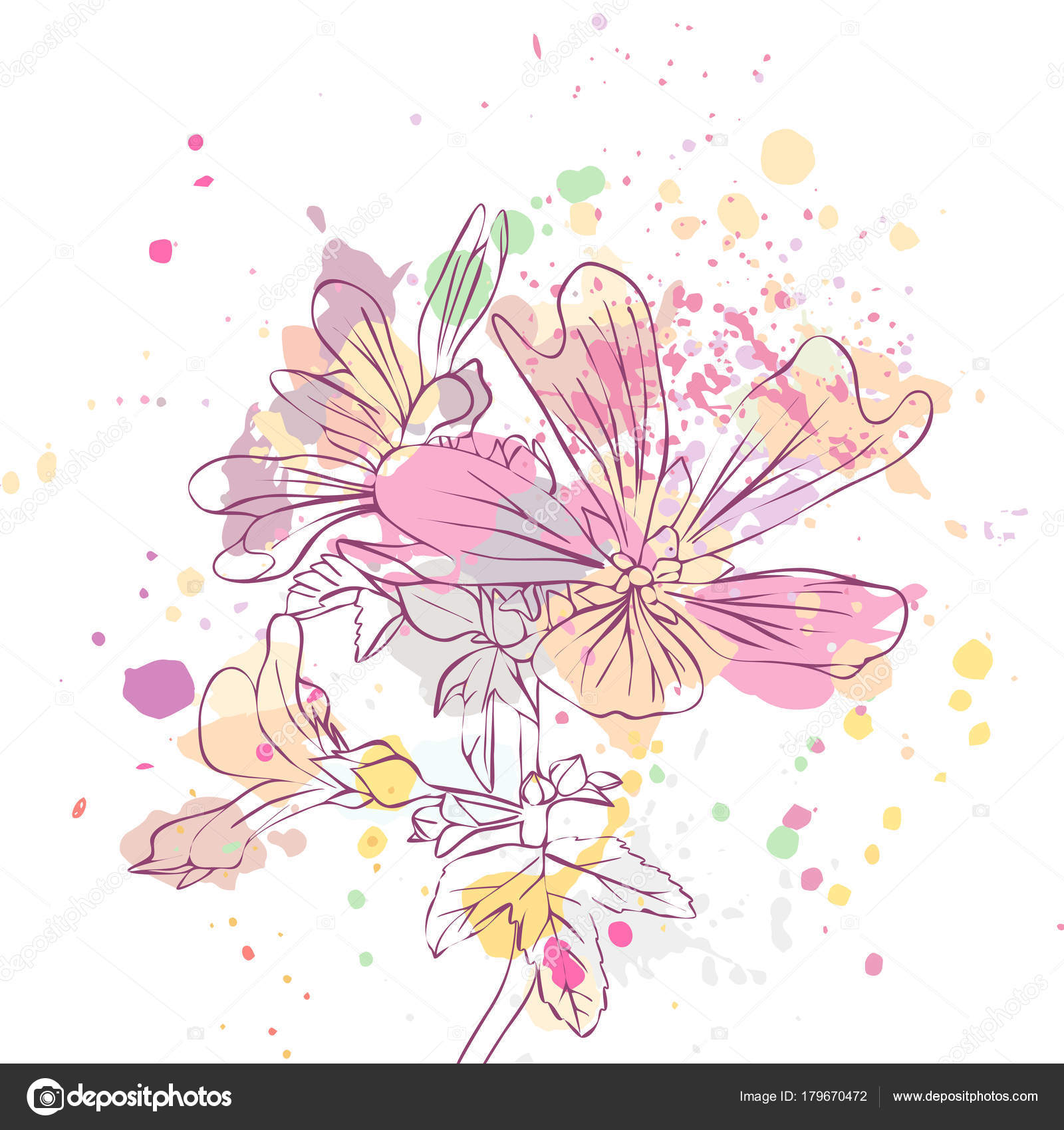Vector dibujo flor Vector de stock #179670472 de ©cat_arch_angel