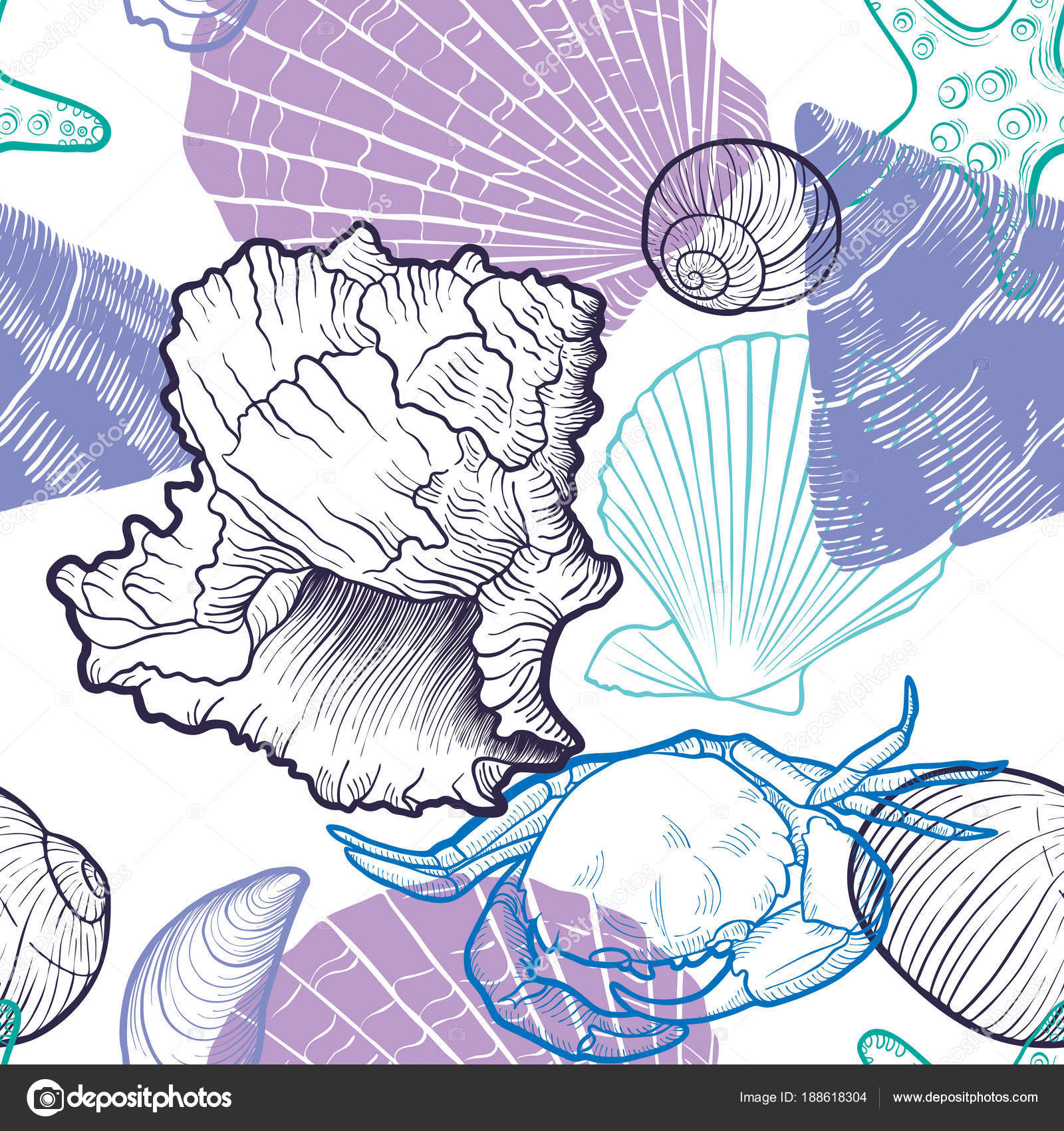 Vector seamless pattern with seashells Stock Vector by ©cat_arch_angel ...