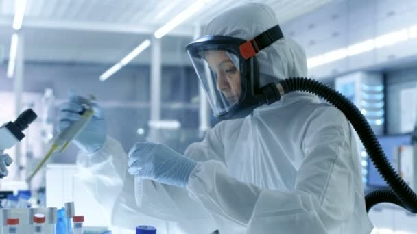 Medical Virology Research Scientist Works in a Hazmat Suit with — Stock ...