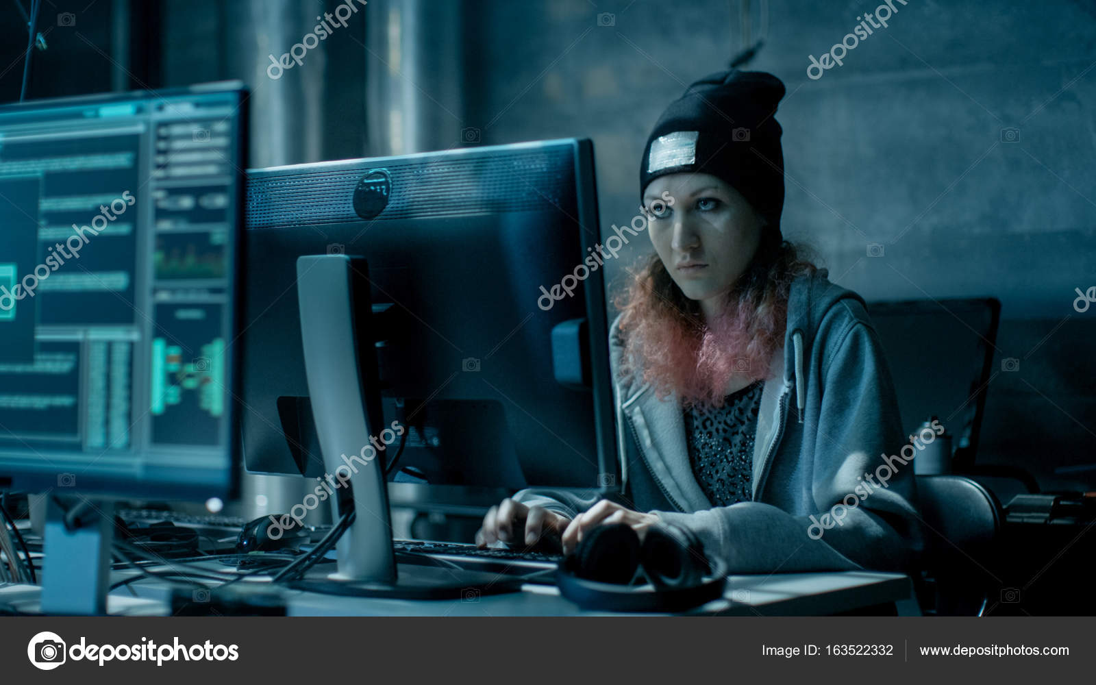Nonconformist Teenage Hacker Girl Attacks and Hacks Corporate Se Stock ...