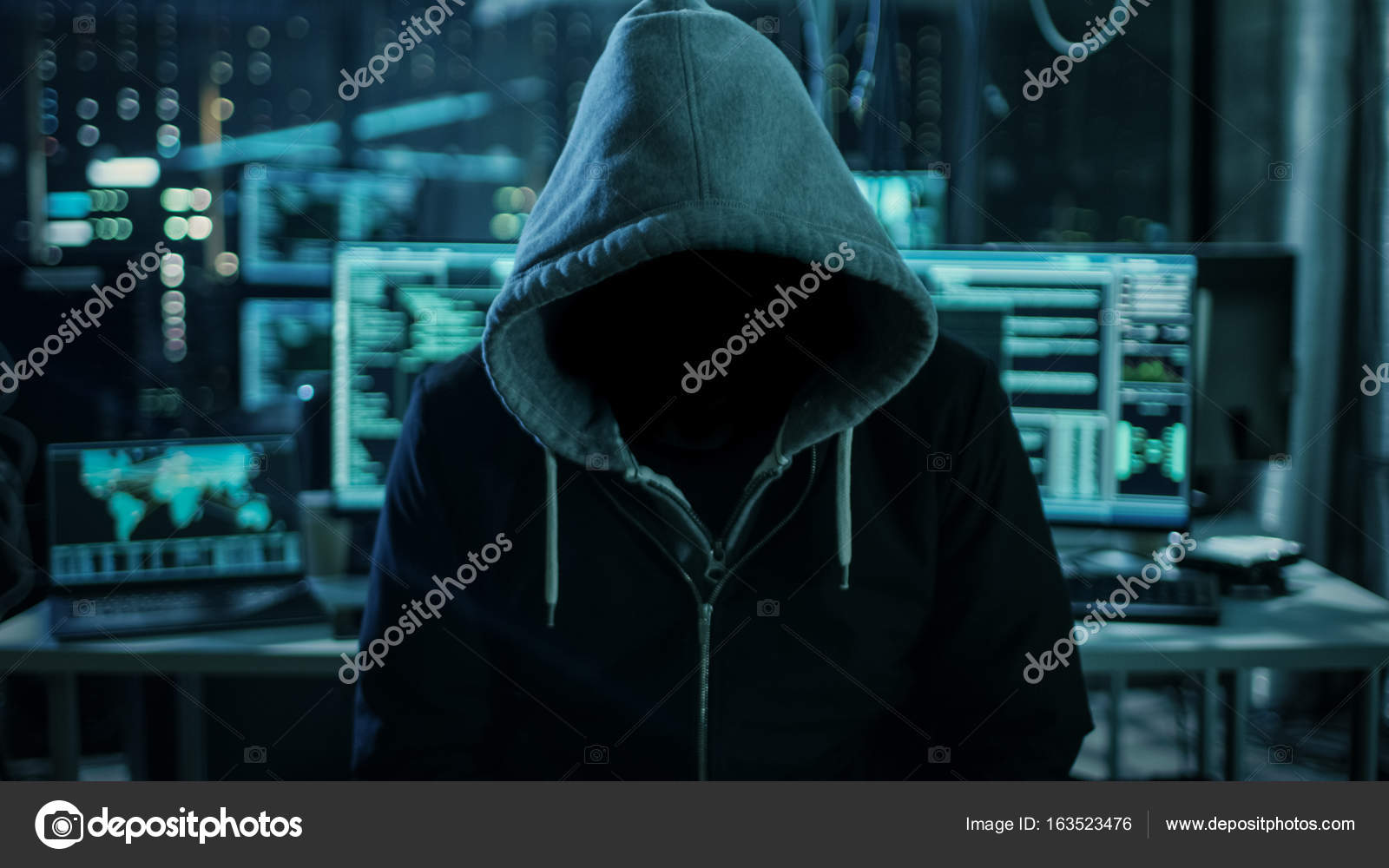 Dangerous Internationally Wanted Hacker Wth Hided Face Looking i Stock ...