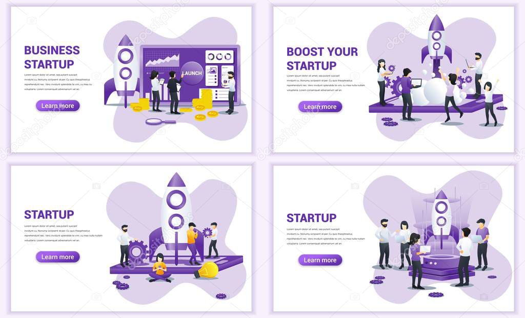 Conjunto de plantillas de dise o de p gina web para el concepto de inicio de negocio. Puede ...
