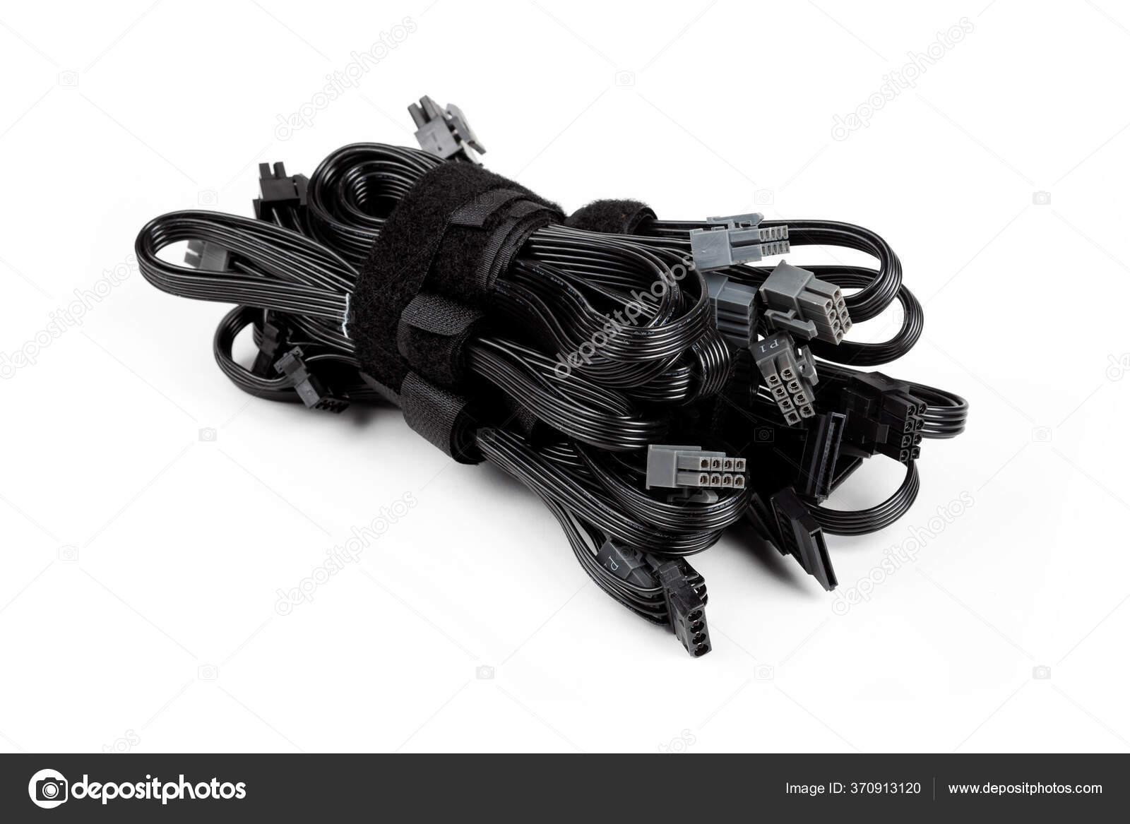 Black Modular Power Supply Unit Cables Set Psu Cords Put Stock Photo by ...