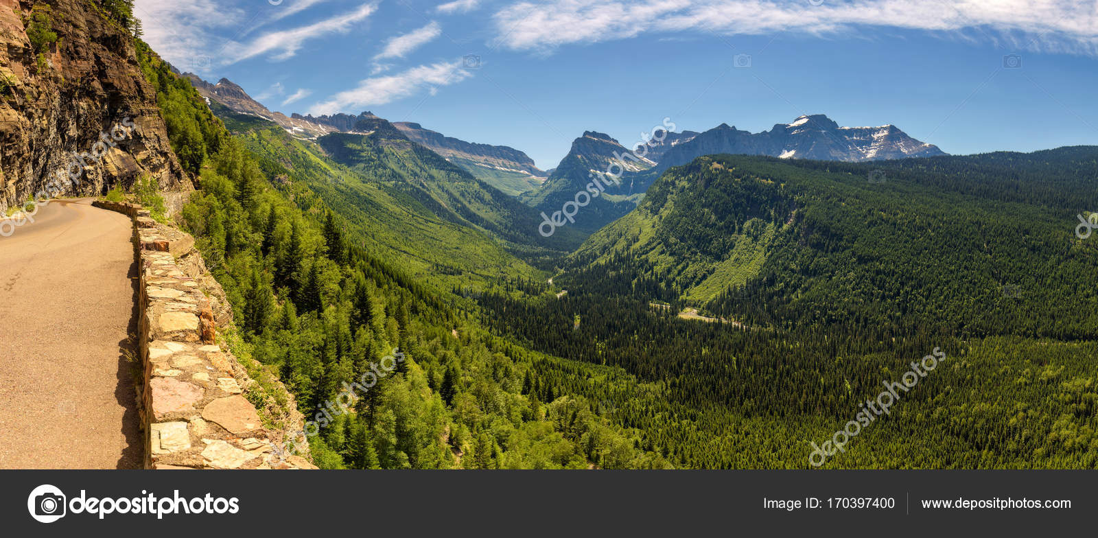 Going to the Sun Road with panoramic view of Glacier National Park ⬇ ...