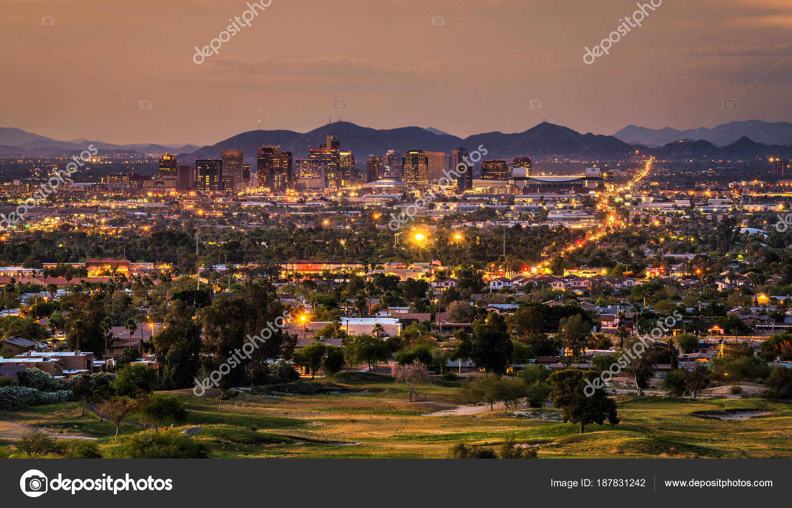 Phoenix Arizona Skyline Sunset Phoenix AZ Vibrant City Skyline Sunset