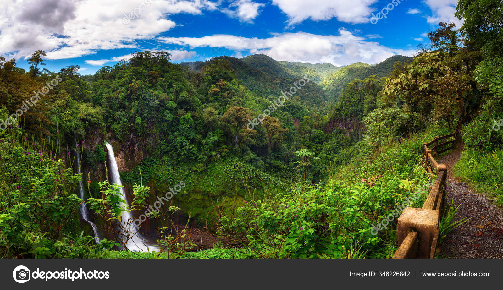 Catarata del Toro waterfall with surrounding mountains in Costa Rica ...