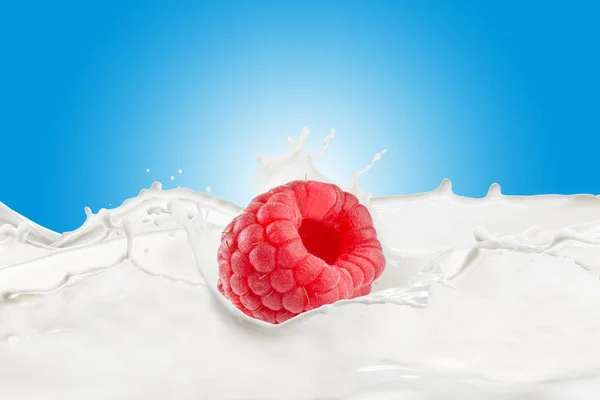 Raspberry with Milk Splash Stock Photo by ©somchaij 142866917