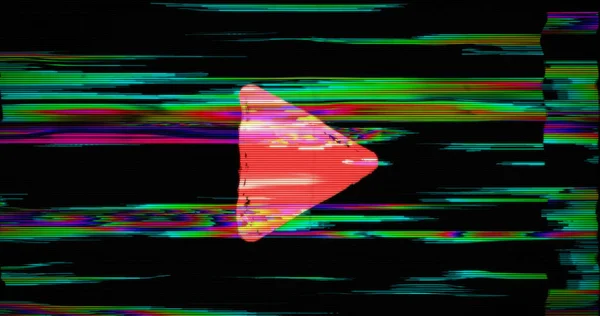 Play symbol distorted text on damage retro tv background. Music or ...