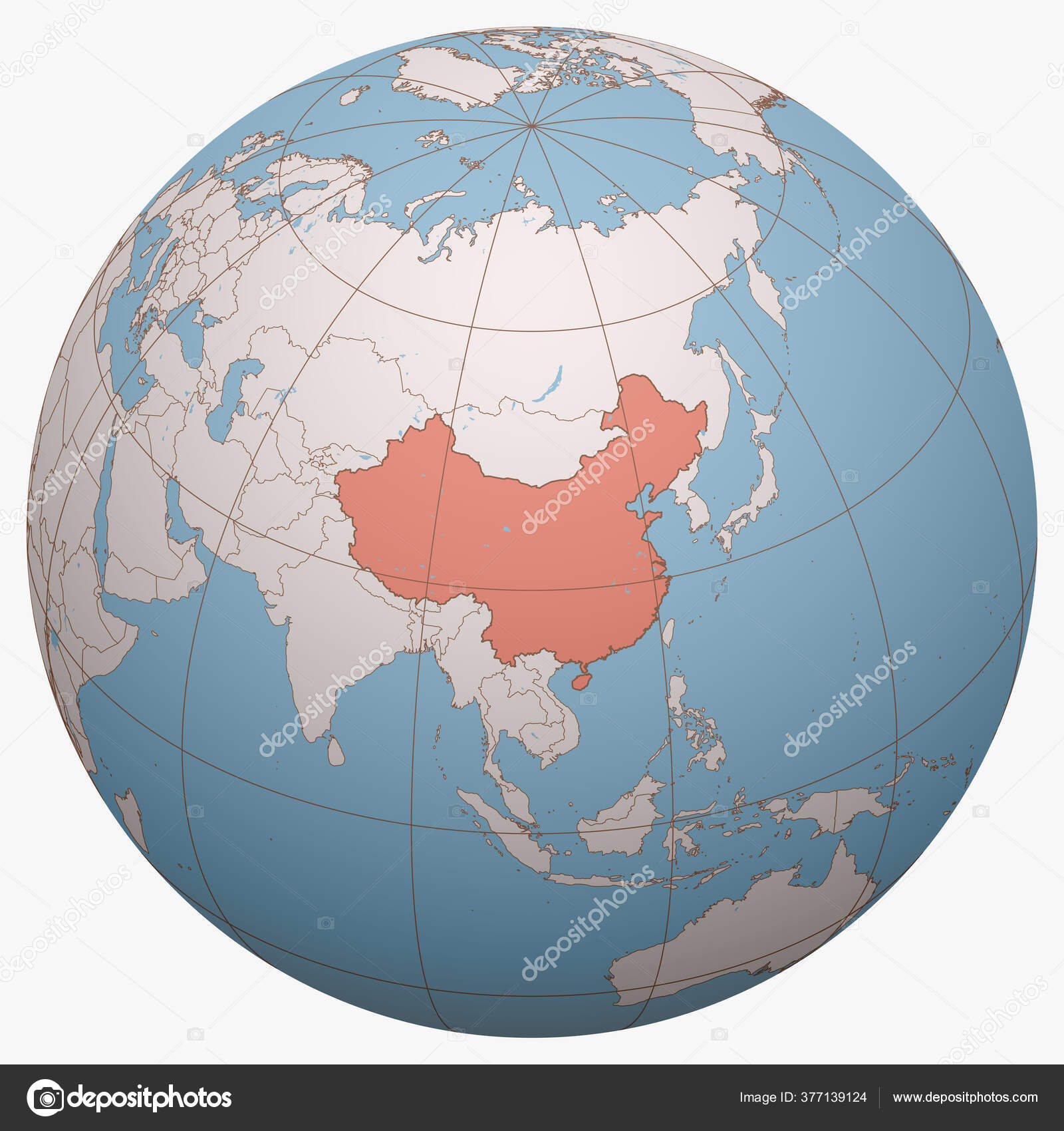 China Globe Earth Hemisphere Centered Location People's Republic China ...