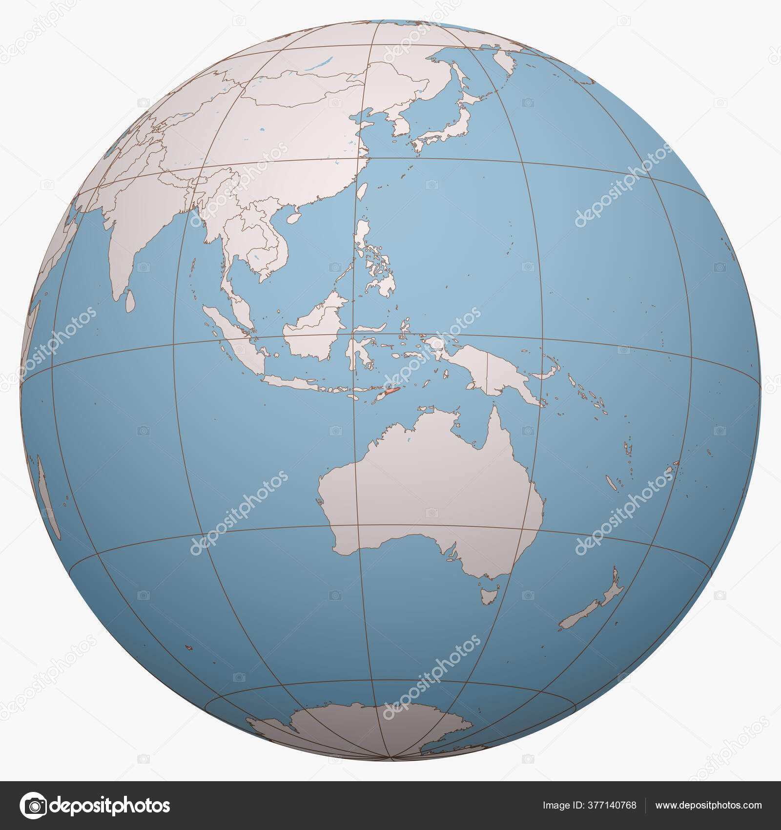 East Timor Globe Earth Hemisphere Centered Location Democratic Republic ...