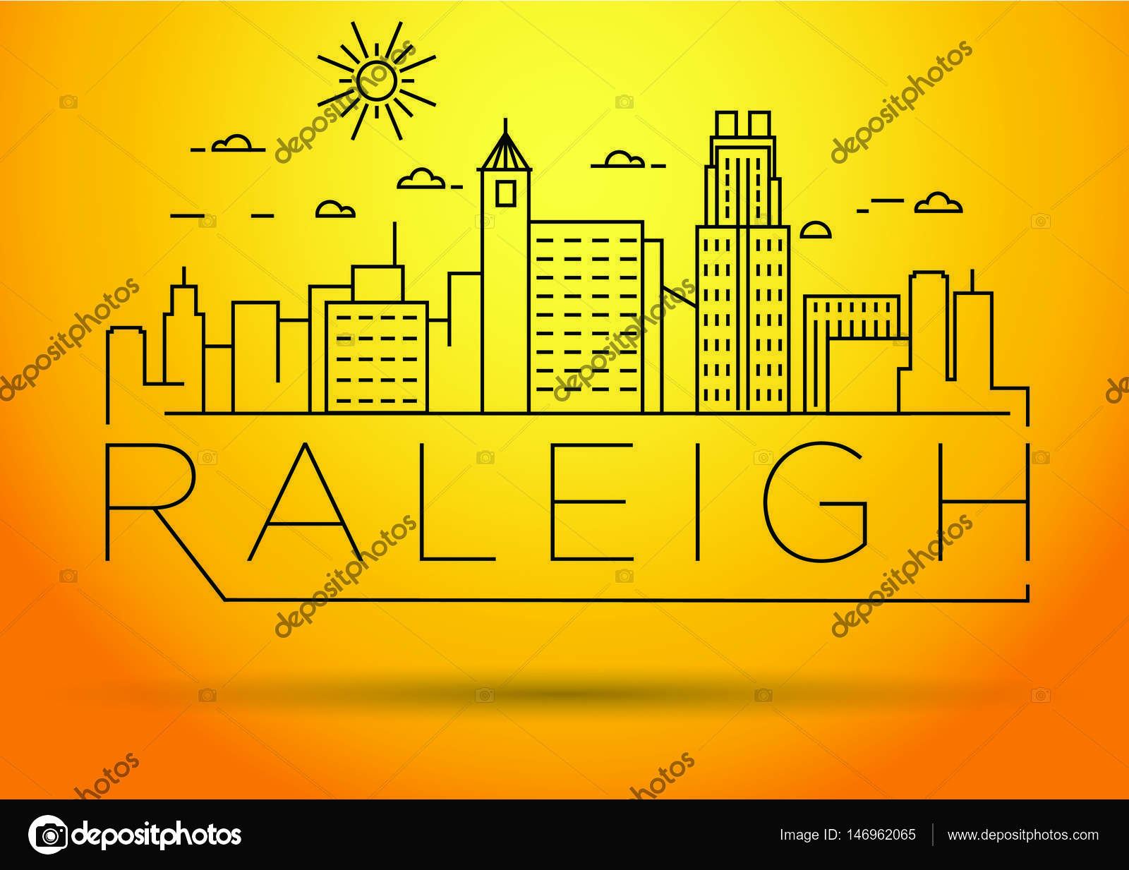 Raleigh Linear City Skyline Stock Vector by ©kursatunsal 146962065