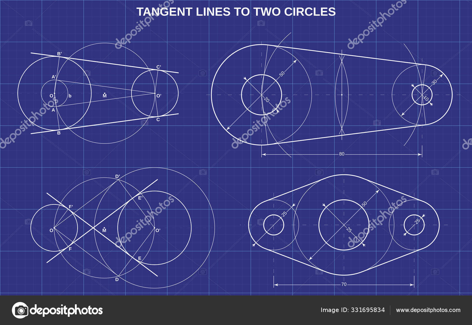 Tangent Lines Two Circles Technic Background Stock Vector by ...