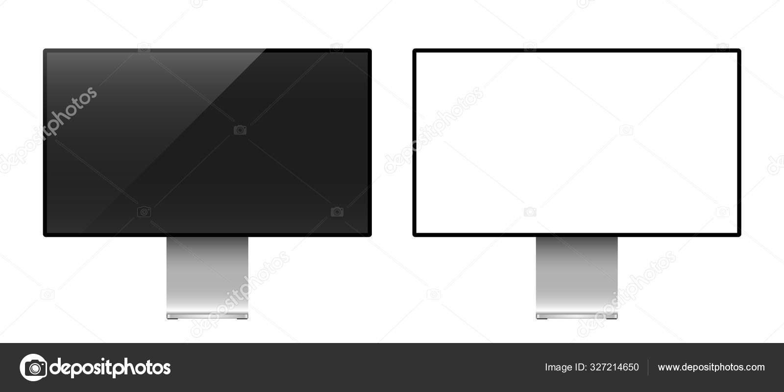 Template Realistic Desktop Computer Monitors Blank White Screen Modern Gadgets Stock Vector by ...