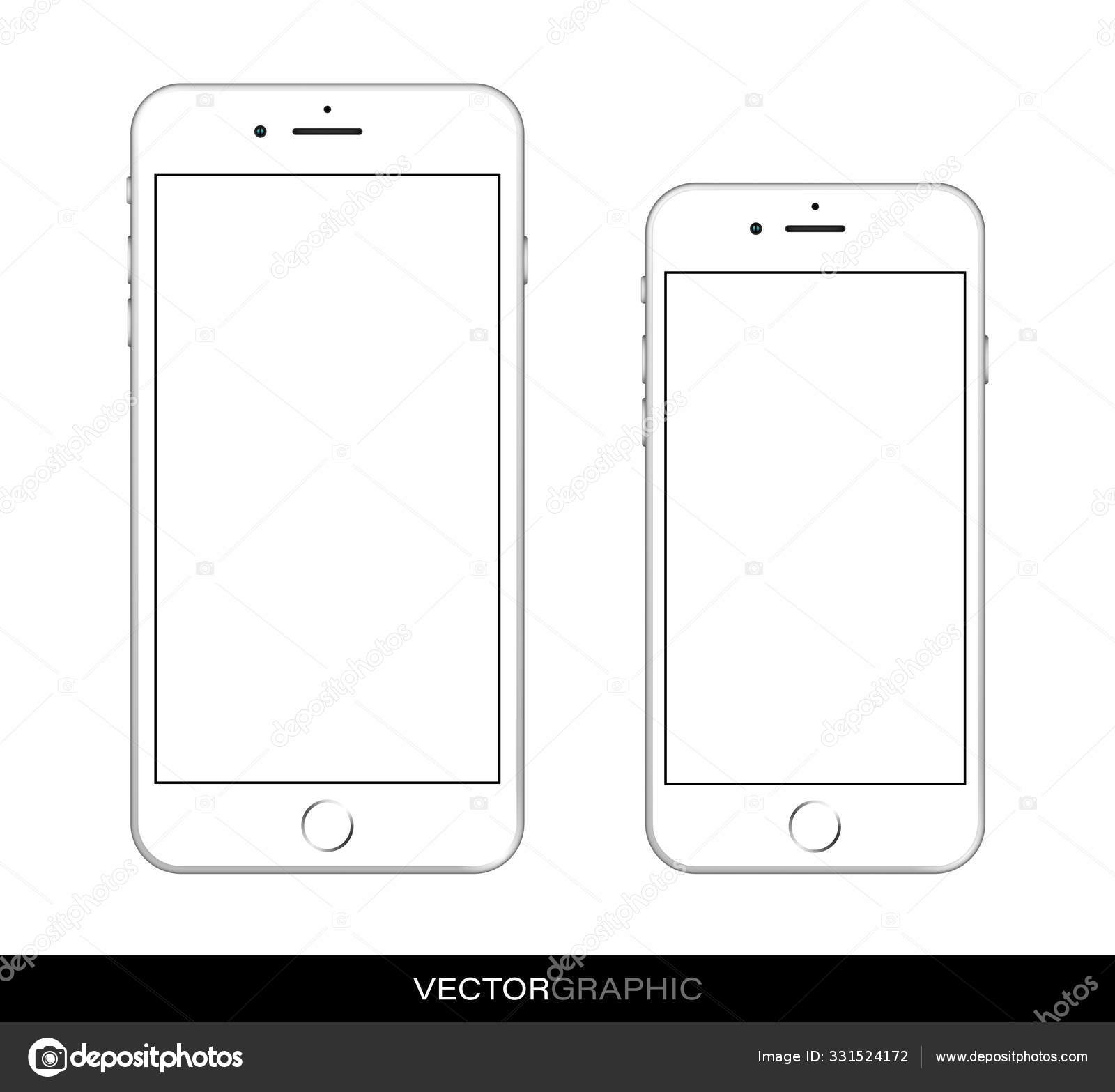 Template Realistic Smart Phone Screen Modern Gadgets Isolated White ...