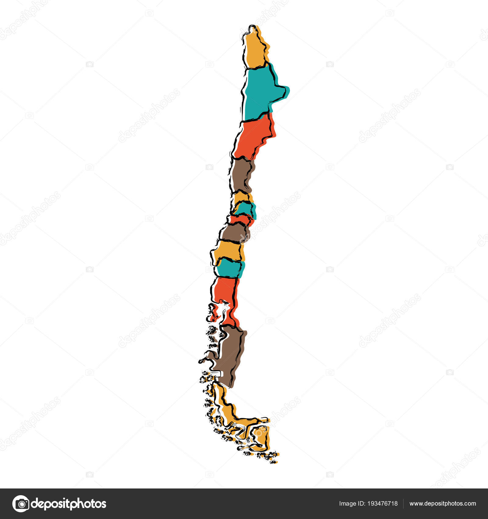 Mapa político de Chile Vector de stock #193476718 de ©JoKalar01