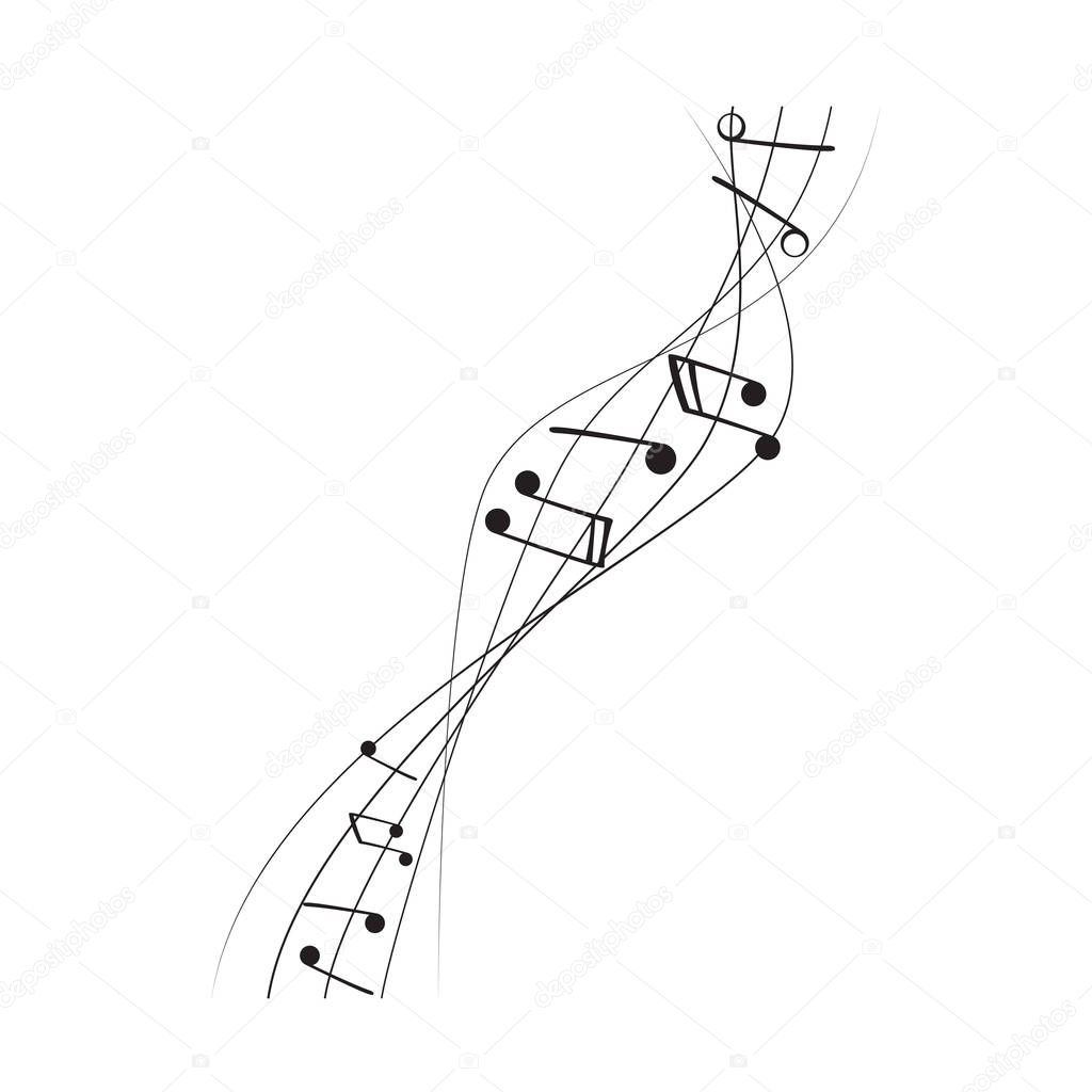 Conjunto de notas musicales en un pentagrama Vector de stock por ...