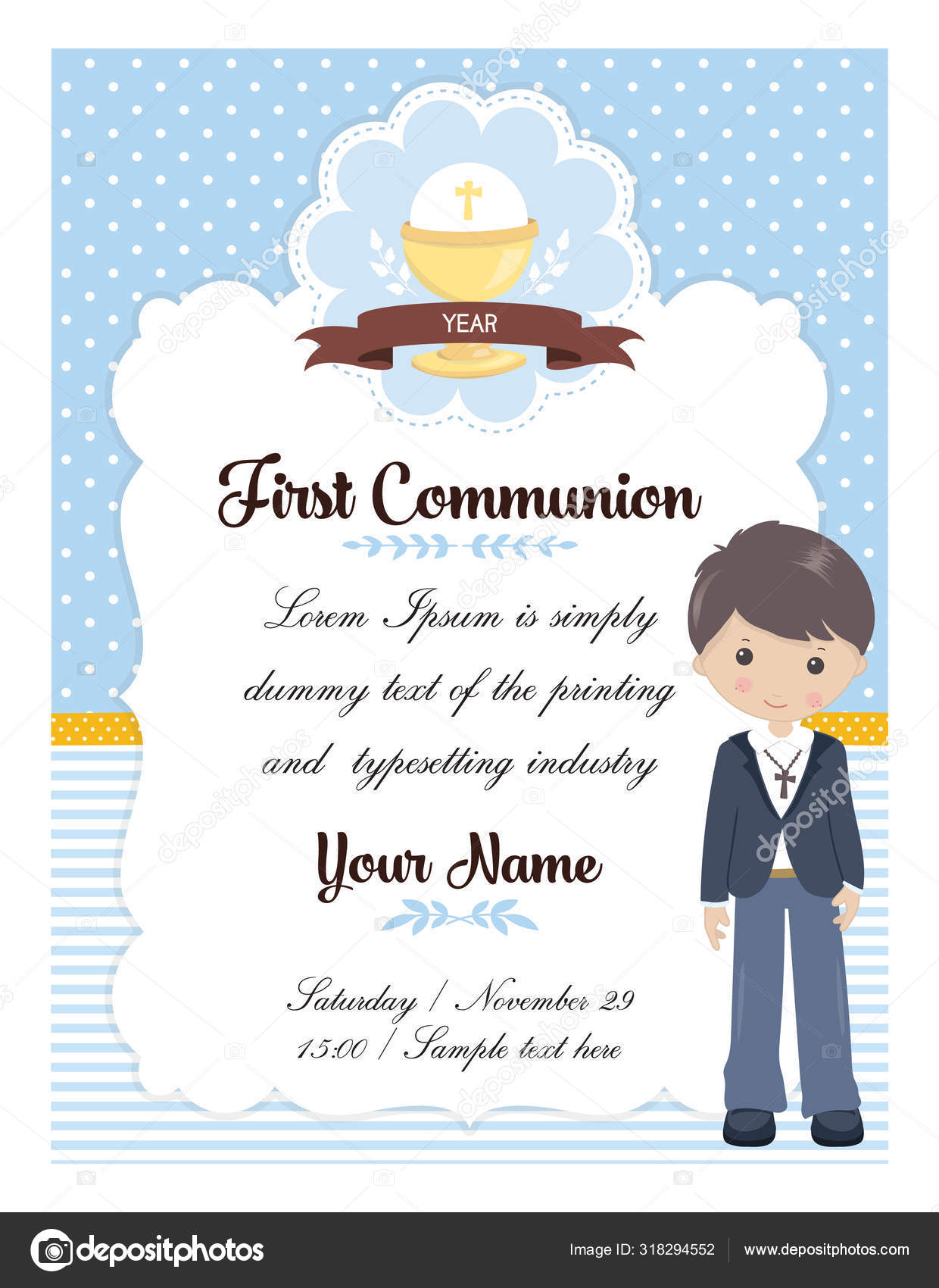 Communion Invitations For Boys