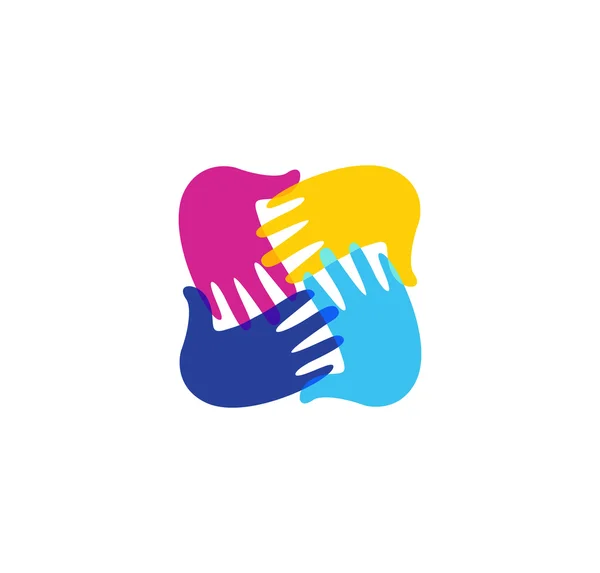Isolated abstract colorful human hands together logo. Kids playroom ...
