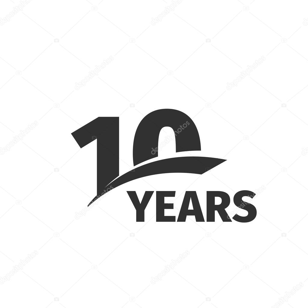 Isolated abstract black 10th anniversary logo on white background. 10 ...