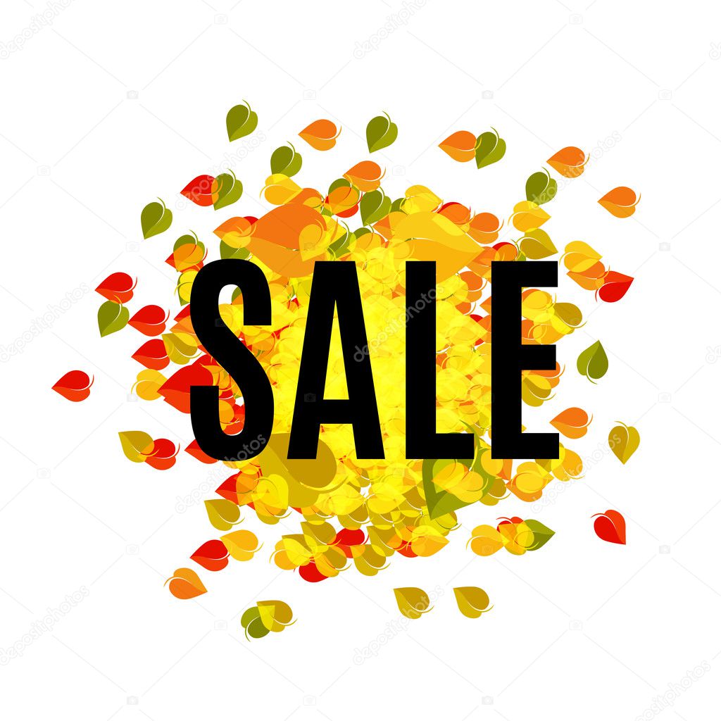 Isolated abstract colorful sale logo on leaves background. Shopping ...
