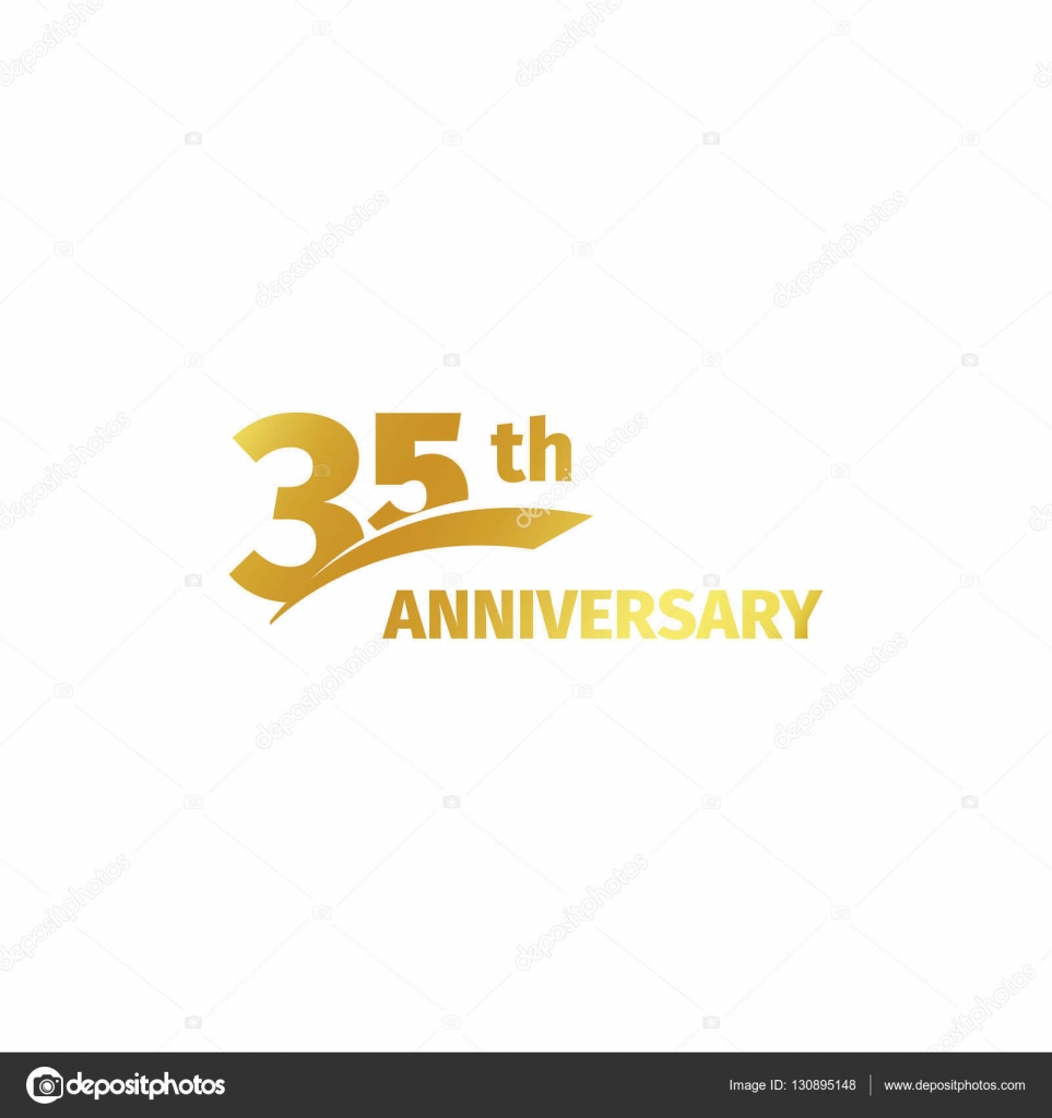 Isolated abstract golden 35th anniversary logo on white background. 35 number logotype. Thirty ...