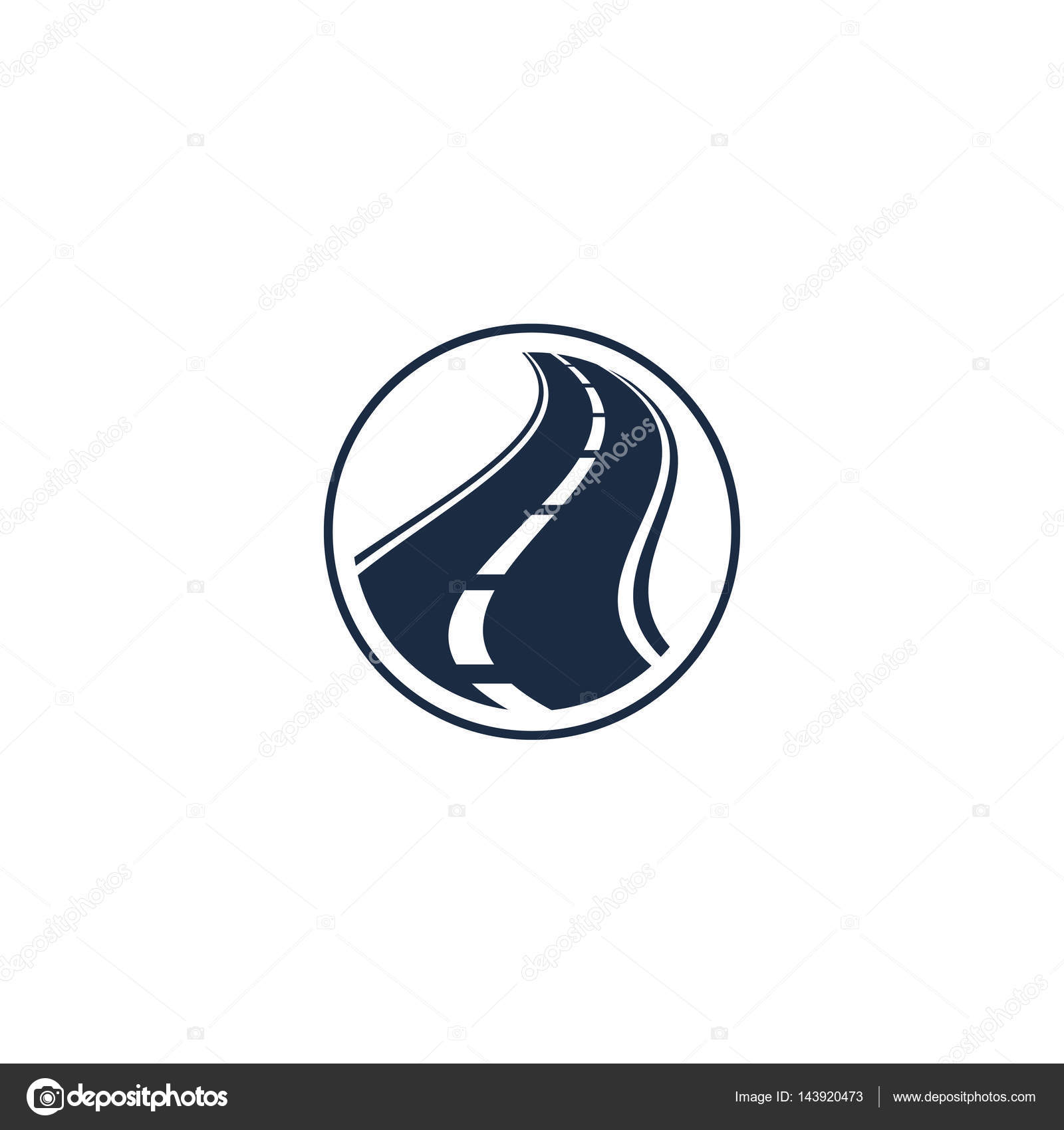 Isolated abstract highway element in circle logo, round shape logotype ...