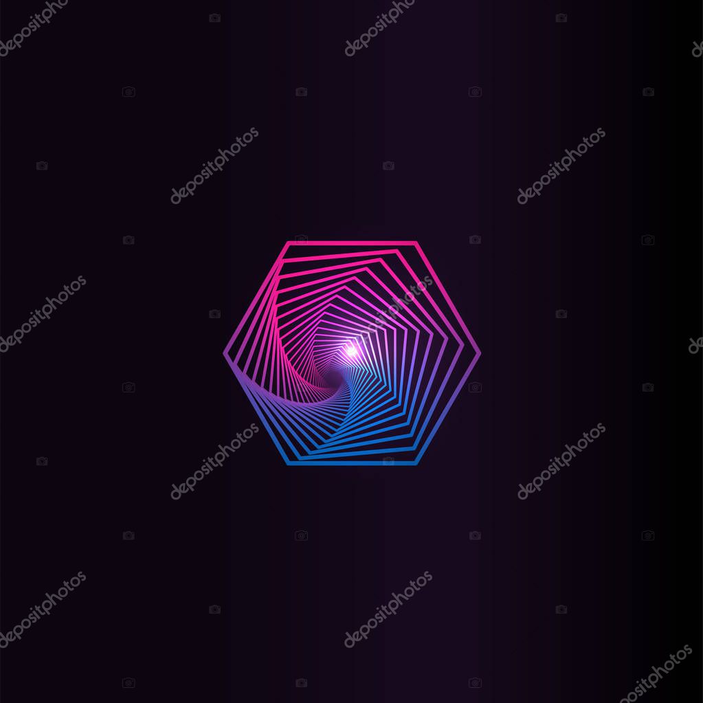 Logo de forma redonda abstracta aislada, elemento espacial, logotipo de remolino, icono del ...