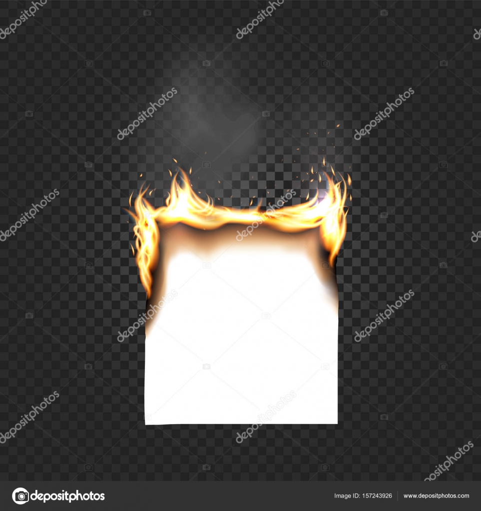Burning Paper Sheet A4 Edges Close up Isolated on Black Checkered ...