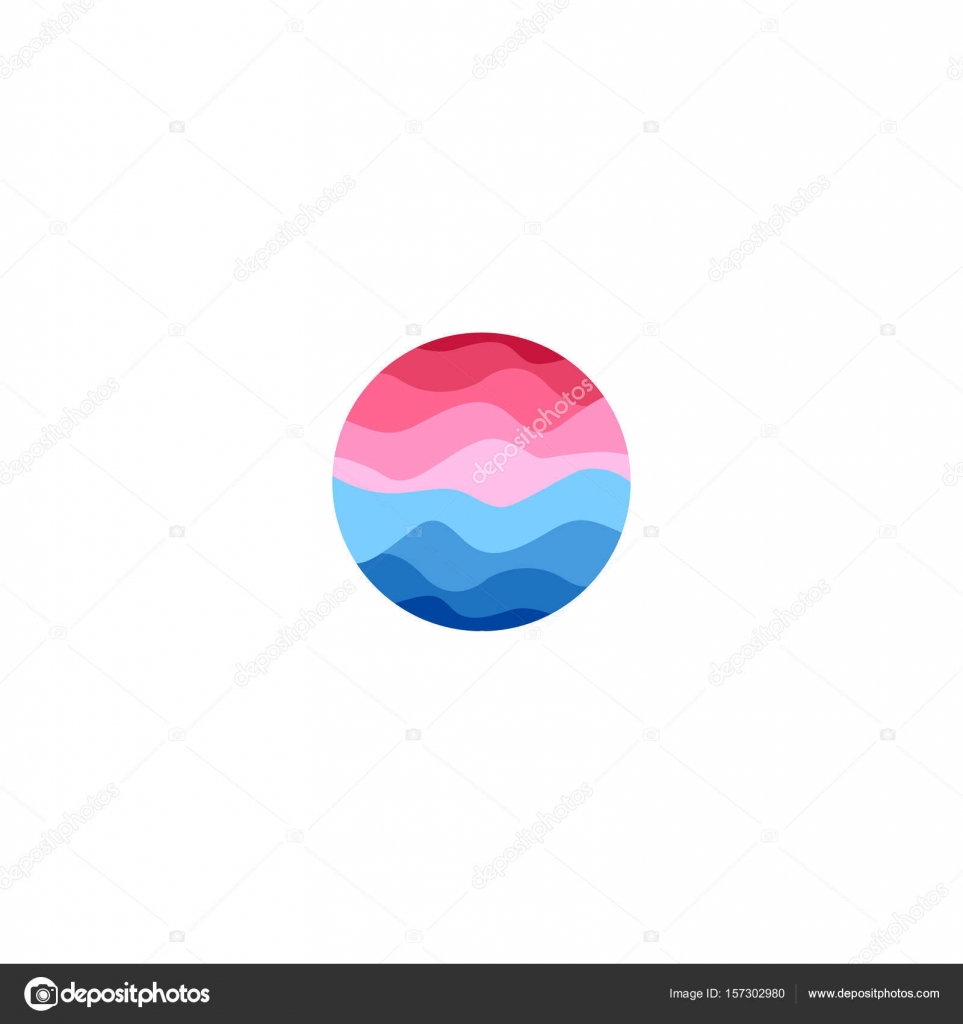 Isolated abstract round shape blue and pink color logo of wavy lines on ...