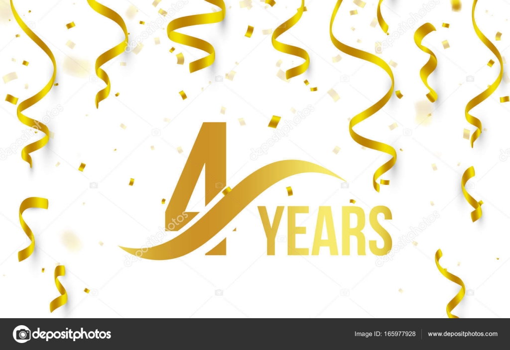 Isolated golden color number 4 with word years icon on white background ...