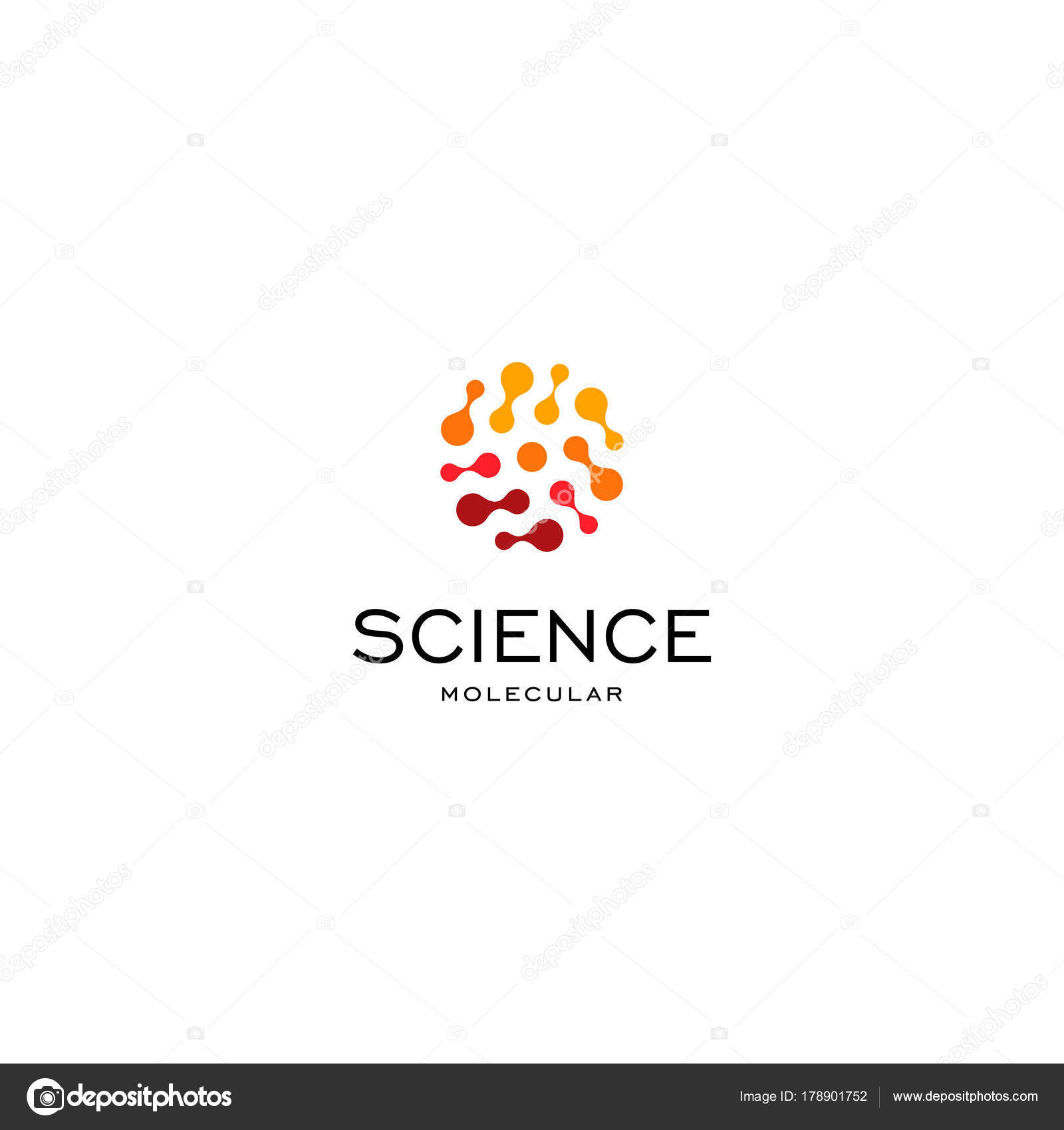 Science abstract red color halftone logo from related circles, new ...