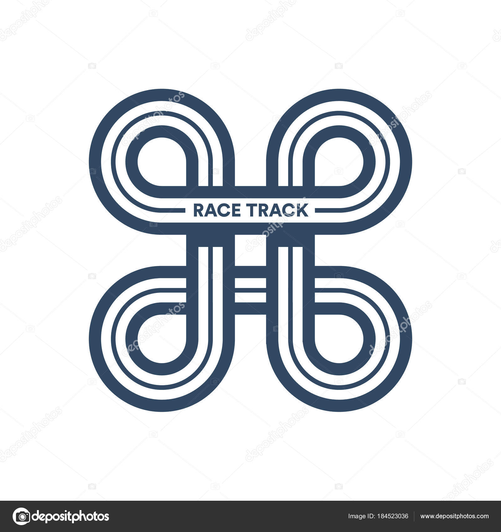 Race track vector abstract logo. Road junction, toy road with bridges ...