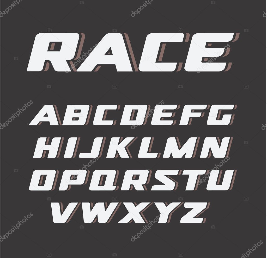 Italic bold font, vintage sport alphabet, race letters set, vector ...
