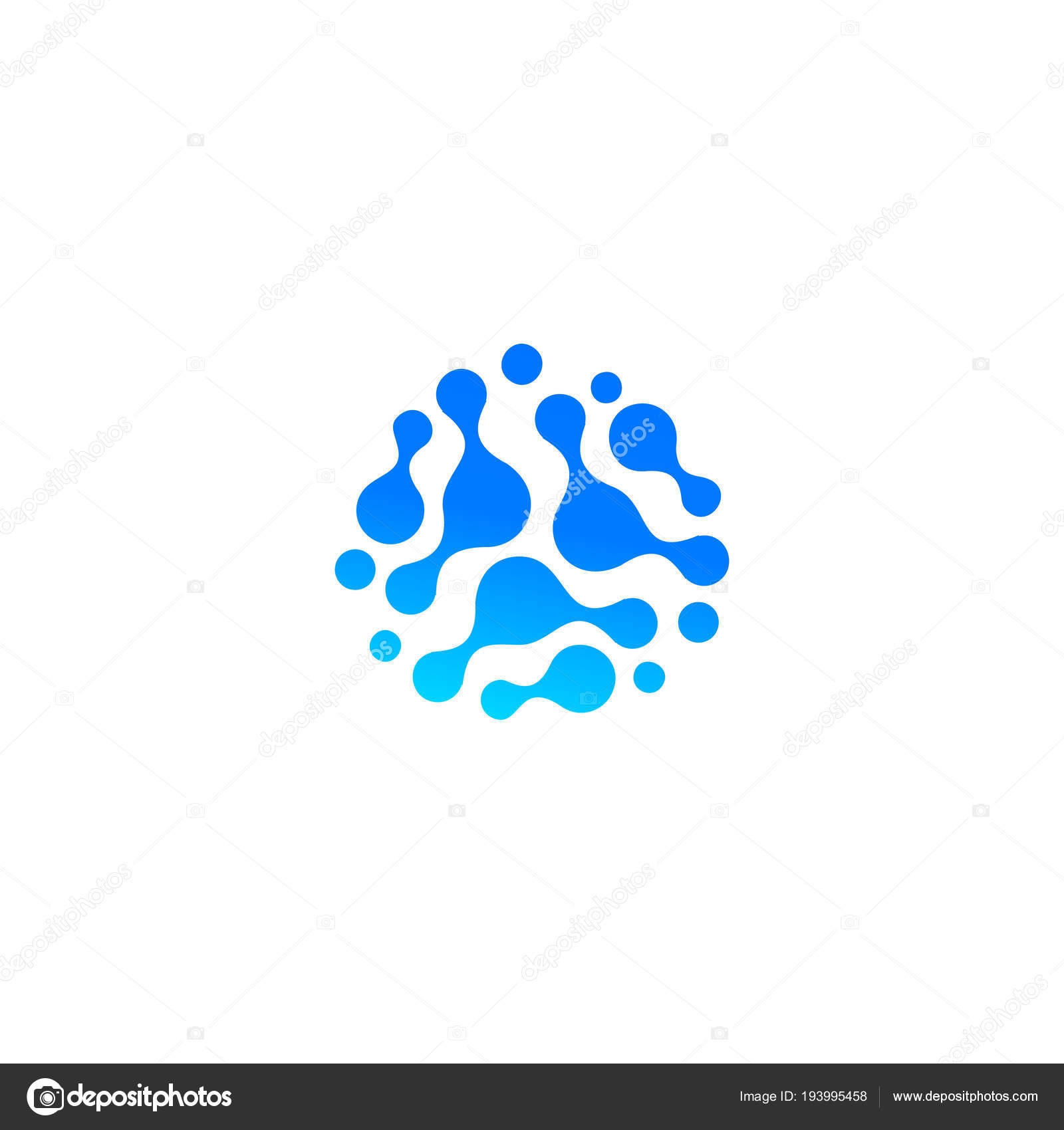 Blue abstract water drop icon. Molecular compound, chemical reaction ...
