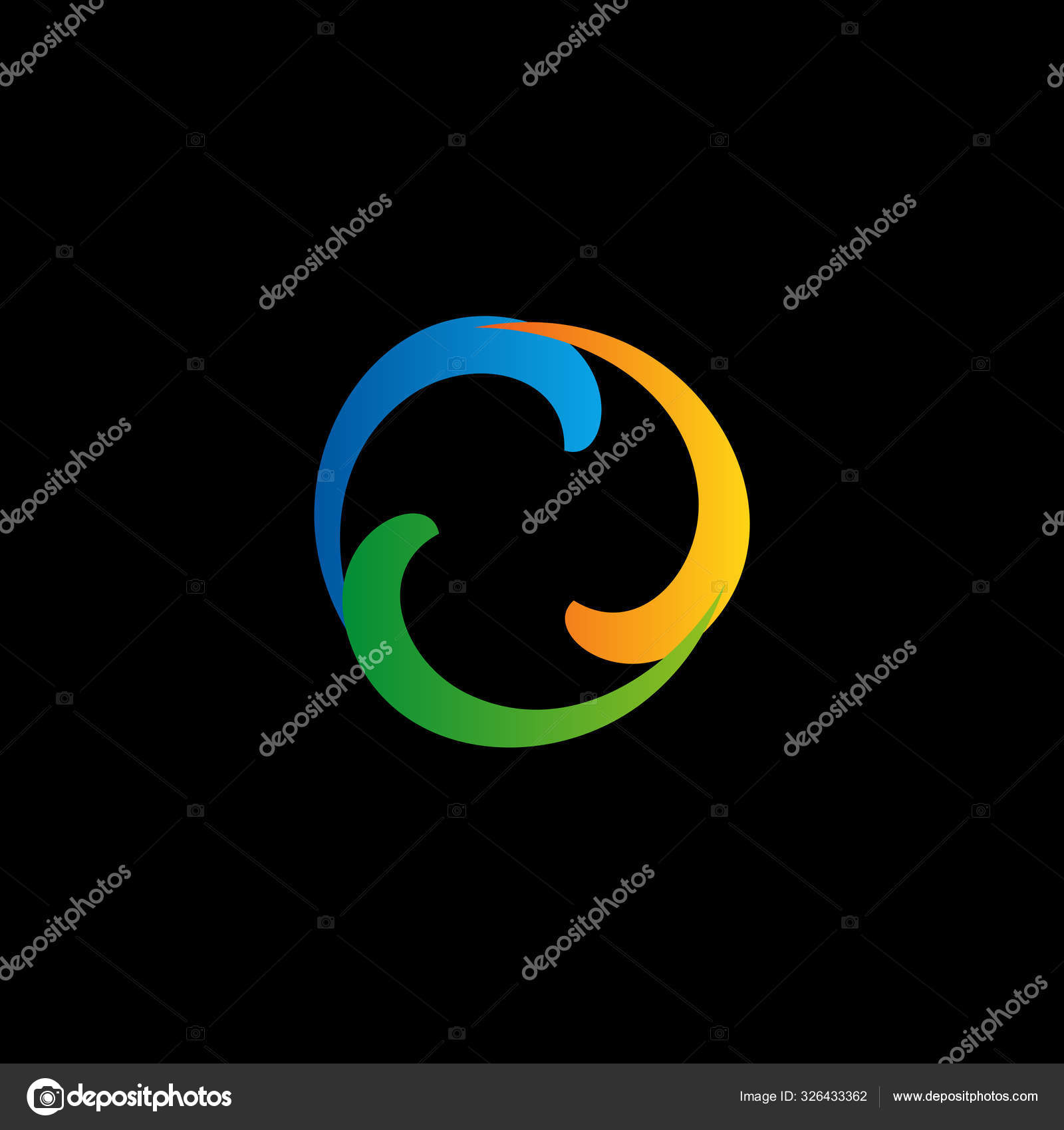Twist logo on black background. Colorful boomerang icon. Isolated ...