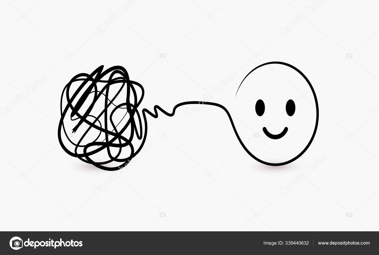 Doodle symbol of difficult and complex task, clew of thread and symbol ...